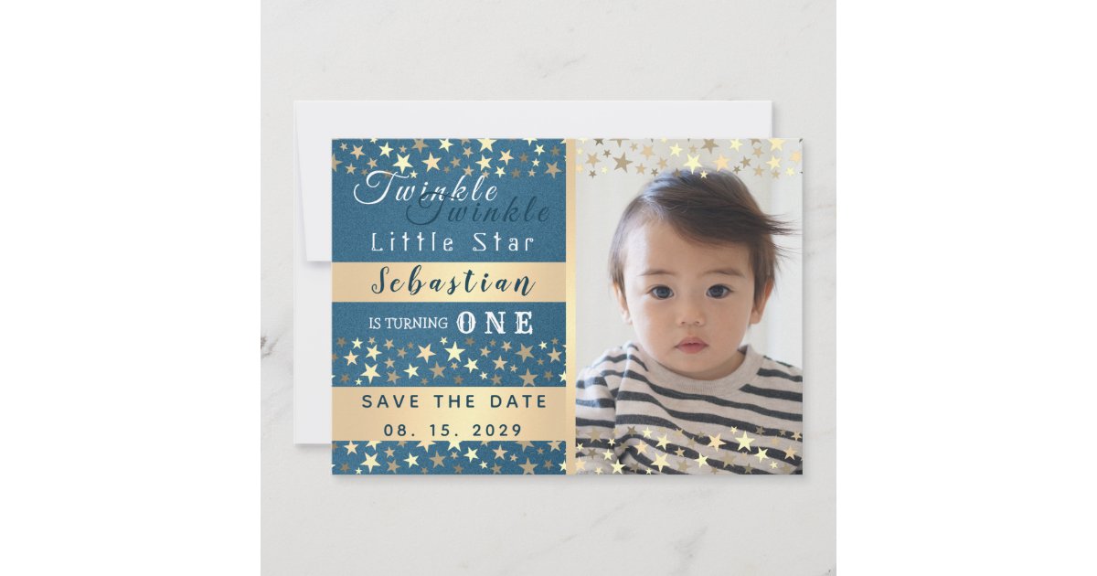Twinkle Little Star Boy 1st Birthday Save The Date | Zazzle