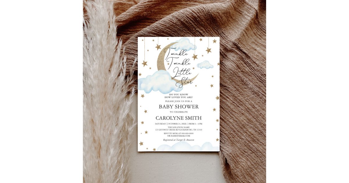 Twinkle Little Star Boy Baby Shower Invitation | Zazzle