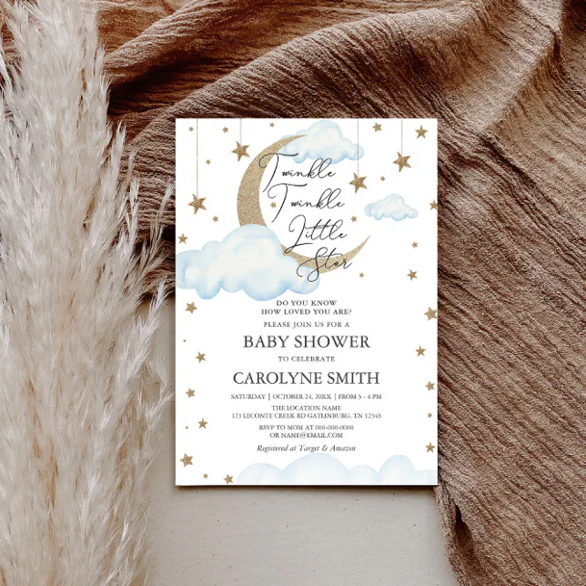 Twinkle Little Star Boy Baby Shower Invitation | Zazzle