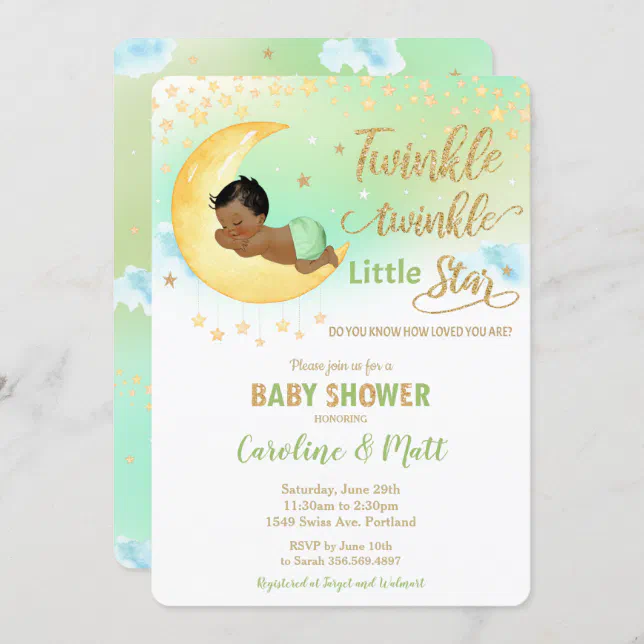 Twinkle Little Star Brown Tan Baby Shower Neutral Invitation | Zazzle