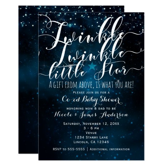 Twinkle Little Star Celestial Starry Baby Shower Invitation | Zazzle.com