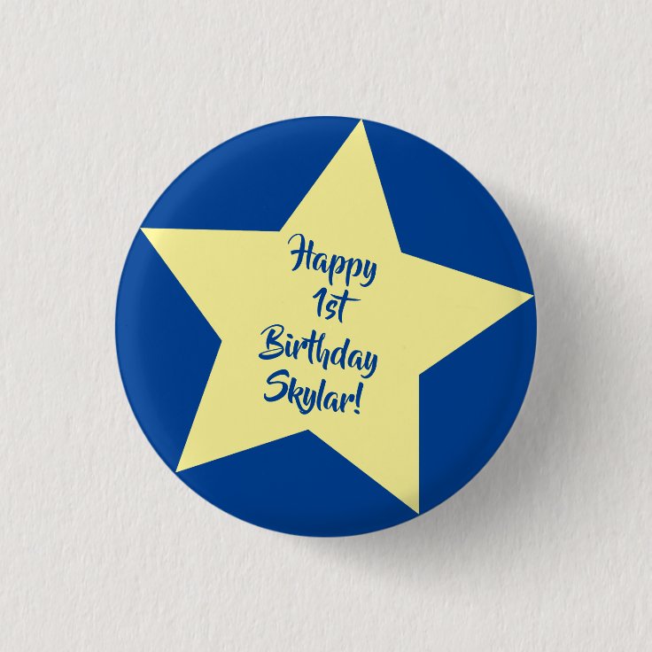 Twinkle Little Star Cute 1st Birthday Party Theme Button | Zazzle