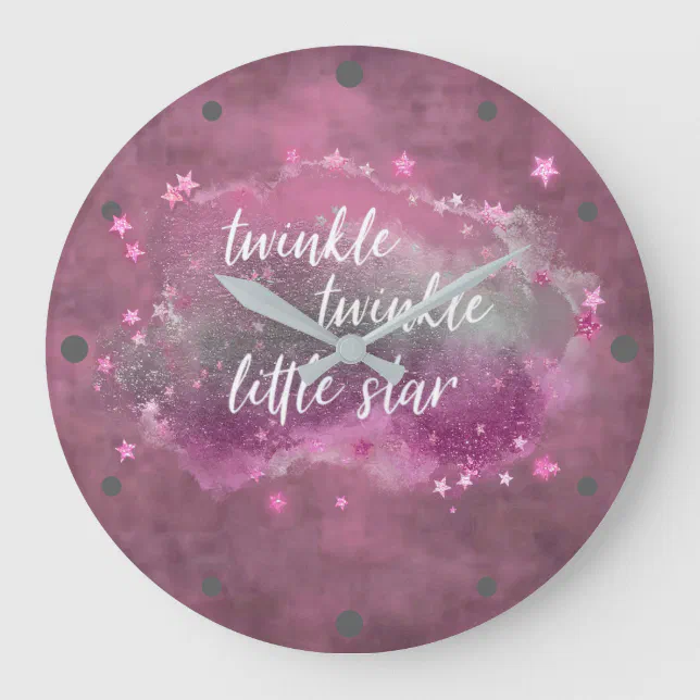 Twinkle Little Star | Dusty Mauve Pink Silver Gray Large Clock | Zazzle