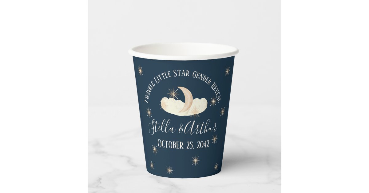 Twinkle Little Star Gender Reveal– Celestial Party Paper Cups | Zazzle