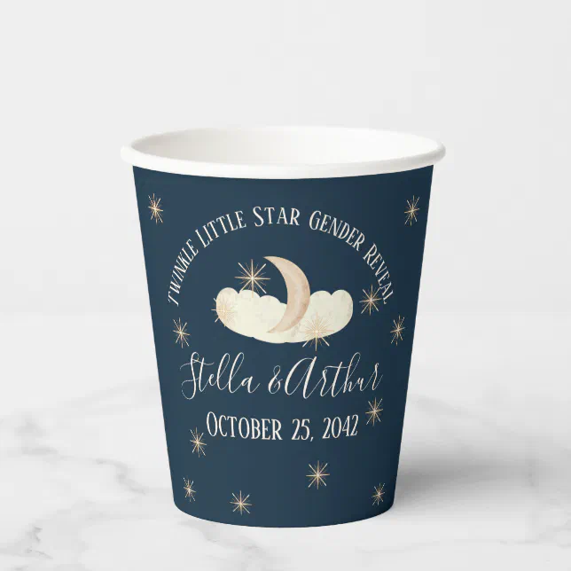 Twinkle Little Star Gender Reveal– Celestial Party Paper Cups | Zazzle