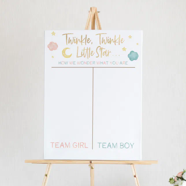 Twinkle Little Star Gender Reveal Voting Board | Zazzle