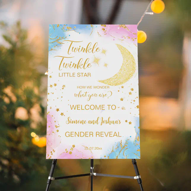 Twinkle little star gender reveal welcome sign | Zazzle