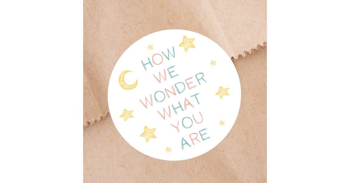 Twinkle Little Star How We Wonder Gender Reveal Classic Round Sticker ...