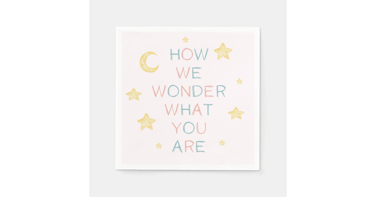 Twinkle Little Star How We Wonder Gender Reveal Napkins | Zazzle