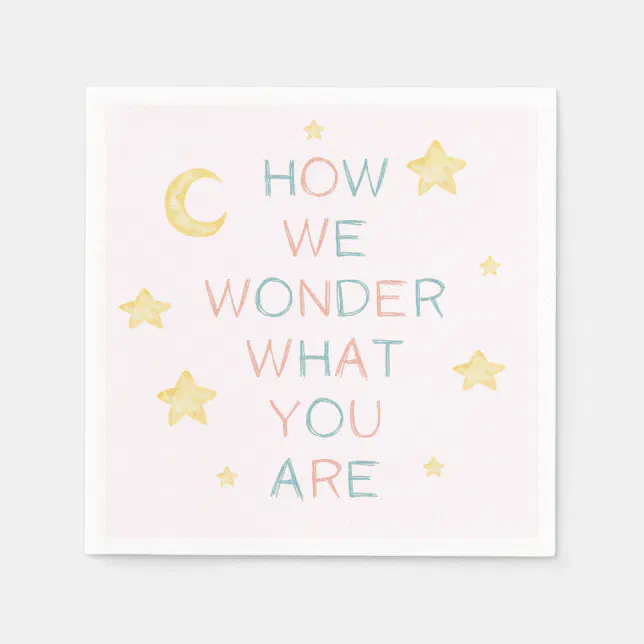 Twinkle Little Star How We Wonder Gender Reveal Napkins | Zazzle