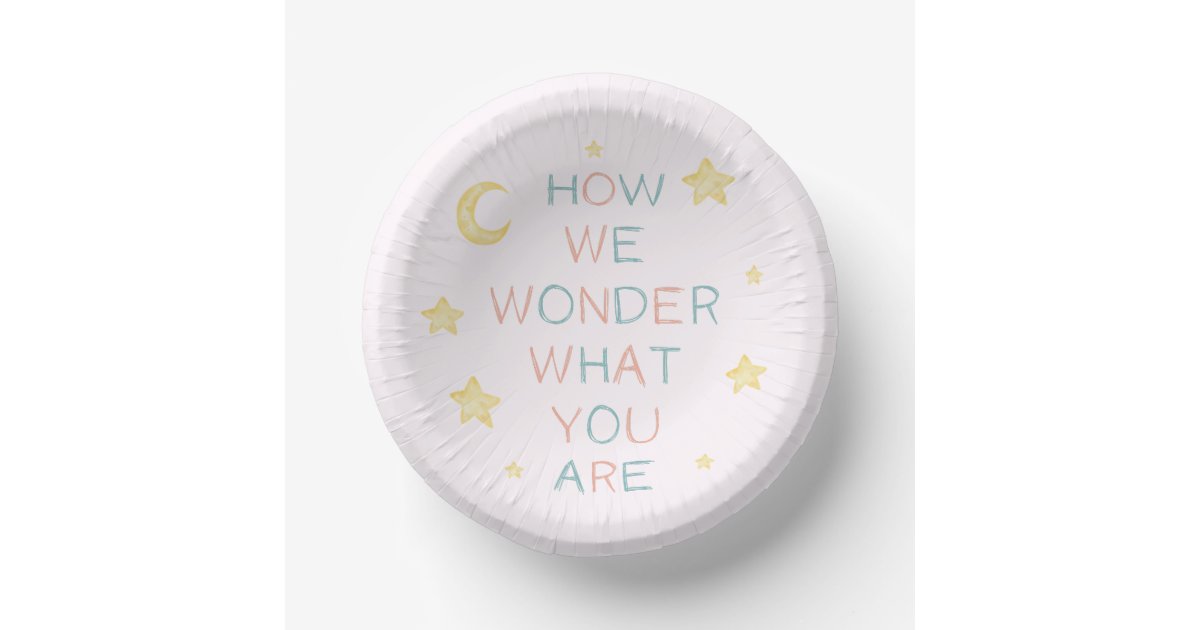 Twinkle Little Star How We Wonder Gender Reveal Paper Bowls | Zazzle
