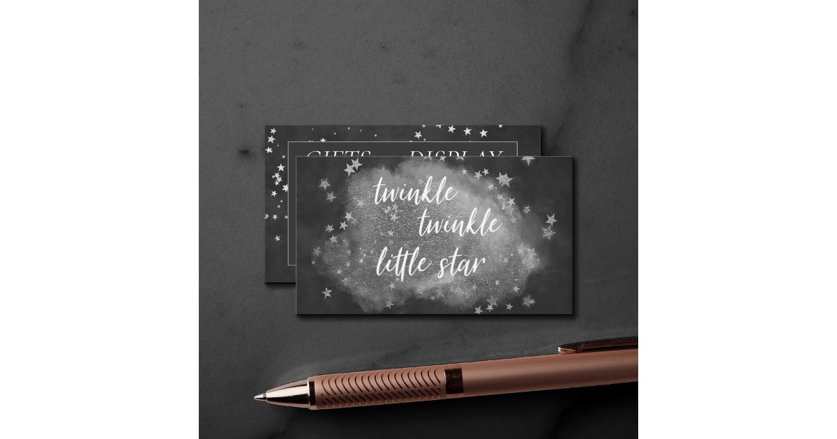Twinkle Little Star | Monochrome Gray Gift Display Enclosure Card | Zazzle