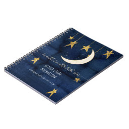 Twinkle Little Star Navy Wood Gold Boy Baby Shower Notebook | Zazzle