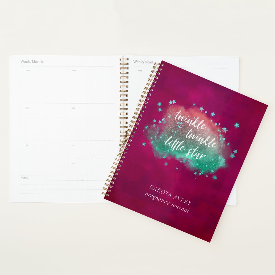 Twinkle Little Star | Pink Mint Green Pregnancy Planner | Zazzle