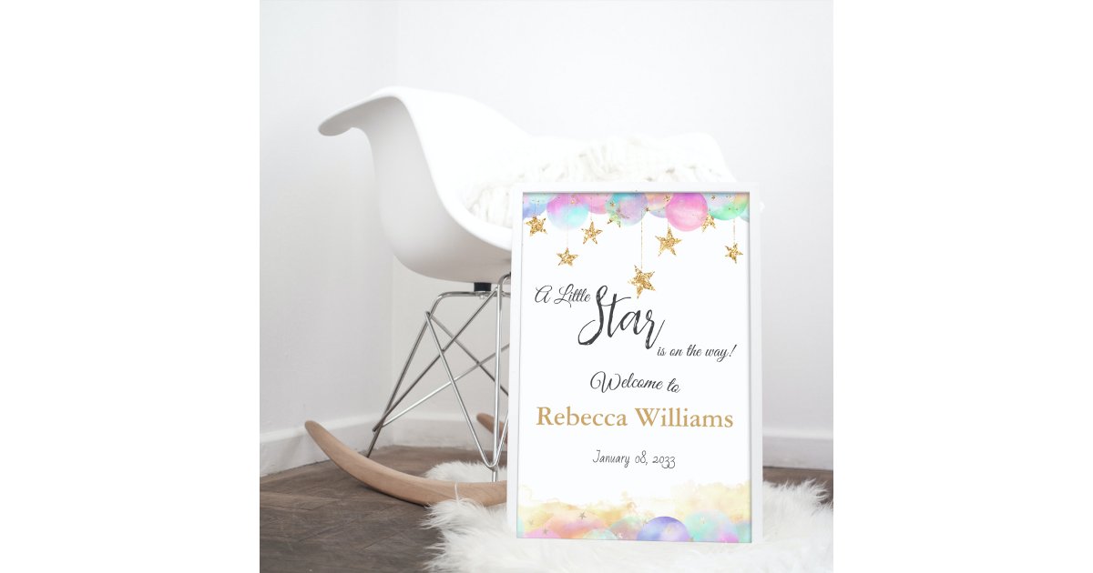 Twinkle Little Star Rainbow Bubbles Baby Shower Banner | Zazzle