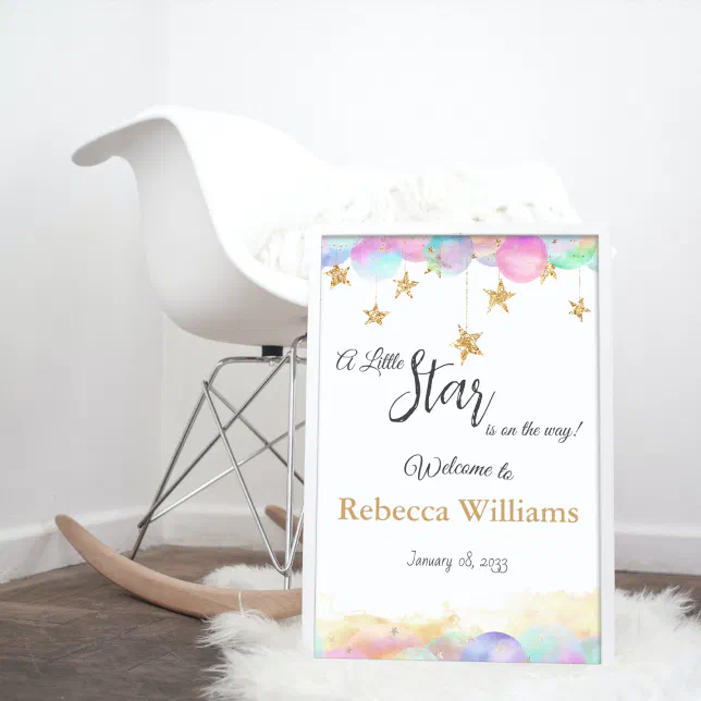 Twinkle Little Star Rainbow Bubbles Baby Shower Banner | Zazzle