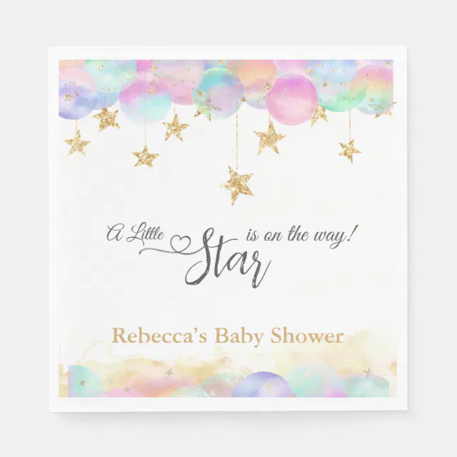 Twinkle Little Star Rainbow Bubbles Baby Shower Napkins | Zazzle