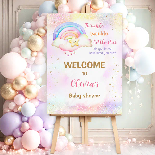 Twinkle Little Star Rainbow Girl Baby Shower Foam Board | Zazzle