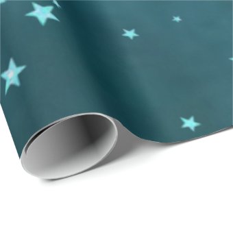 Twinkle Little Star | Sparkly Teal Baby Shower Wrapping Paper | Zazzle