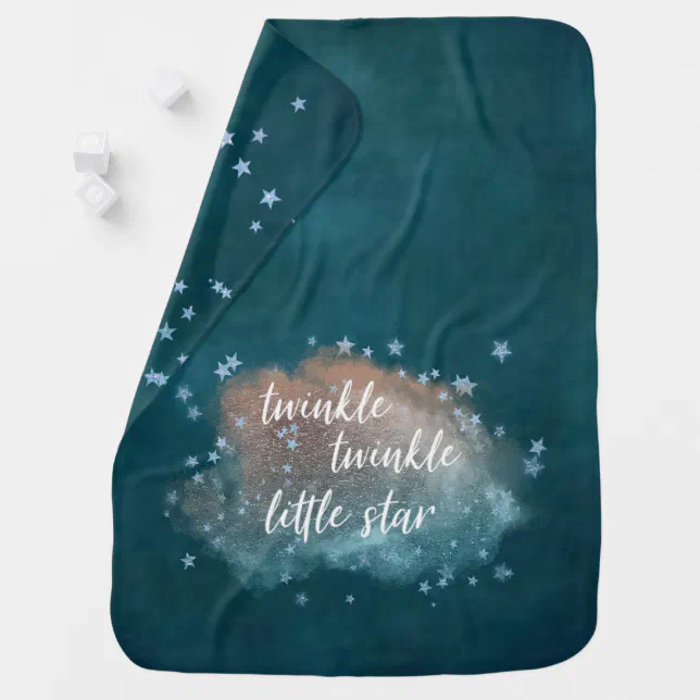 Twinkle Little Star | Teal Green and Taupe Brown Baby Blanket | Zazzle