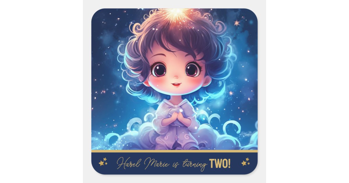 Twinkle Little Starry Princess Girl Birthday Square Sticker | Zazzle