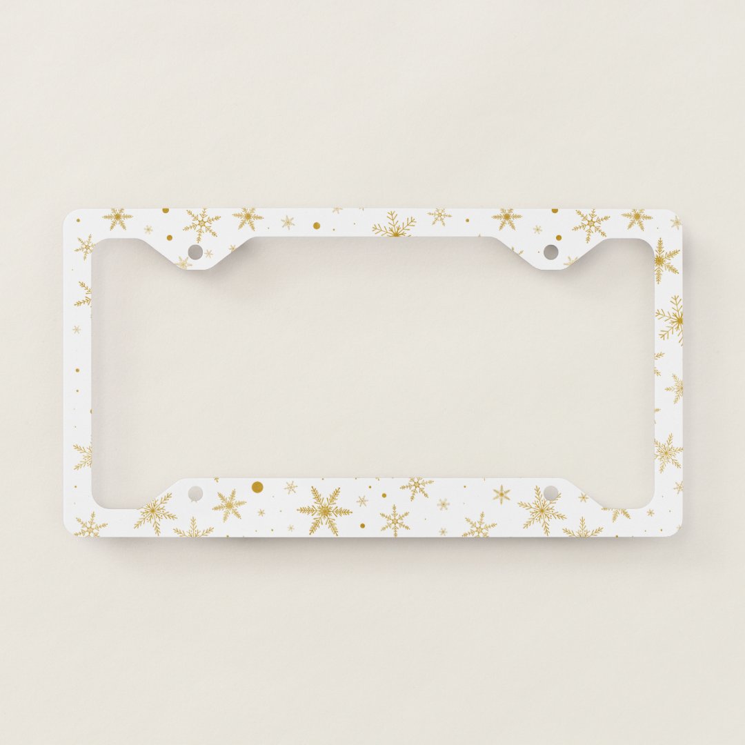 Twinkle Snowflake 3 -Gold & White- License Plate Frame | Zazzle