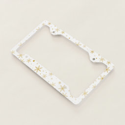 Twinkle Snowflake 3 -Gold & White- License Plate Frame | Zazzle