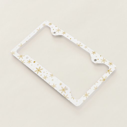 Twinkle Snowflake 3 -Gold & White- License Plate Frame | Zazzle