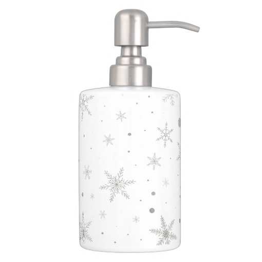 Twinkle Snowflake -Silver Grey & White- Soap Dispenser & Toothbrush ...