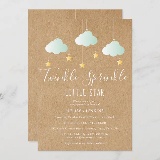 Twinkle Sprinkle Baby Shower / Sprinkle Rustic Invitation | Zazzle