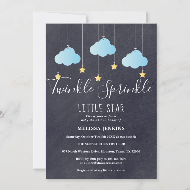 Twinkle Sprinkle Baby Sprinkle / Shower Chalkboard Invitation | Zazzle