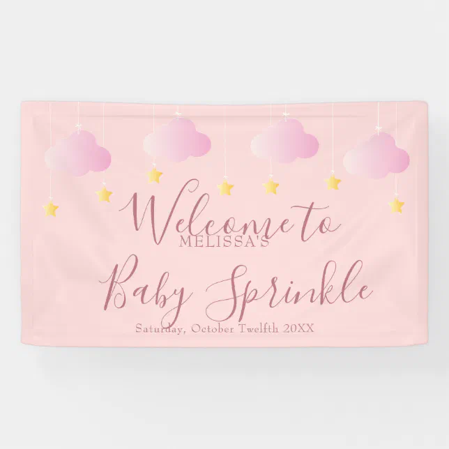 Twinkle Sprinkle Pink Baby Girl Shower Welcome Banner | Zazzle
