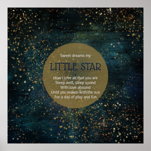 Twinkle Star Night Sky Poem Poster Nursery Decor | Zazzle