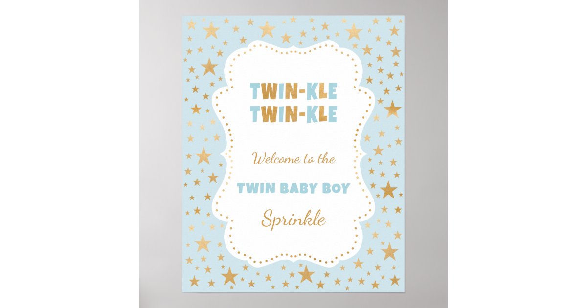 Twinkle Twin boy baby sprinkle welcome sign | Zazzle