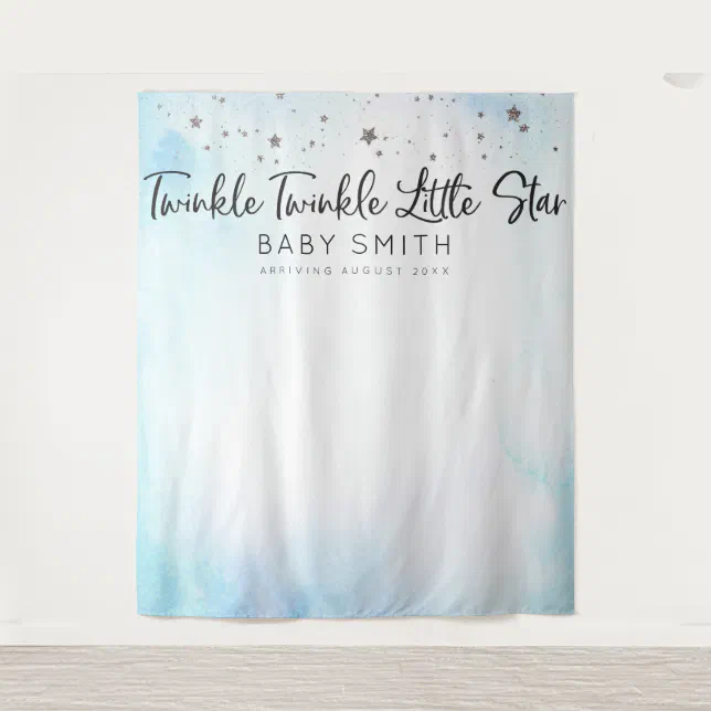 Twinkle Twinkle Baby Shower Backdrop Blue | Zazzle