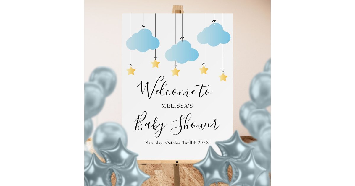 Twinkle Twinkle Blue Boy Baby Shower Welcome Sign | Zazzle