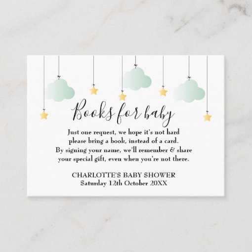Twinkle Twinkle Books For Baby Request Baby Shower Enclosure Card | Zazzle