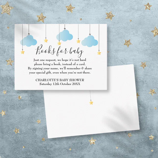 Twinkle Twinkle Books For Baby Request Baby Shower Enclosure Card | Zazzle