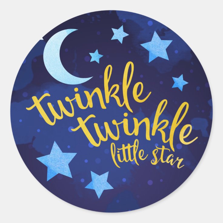 Twinkle Twinkle Gender Neutral Baby Shower Classic Round Sticker | Zazzle