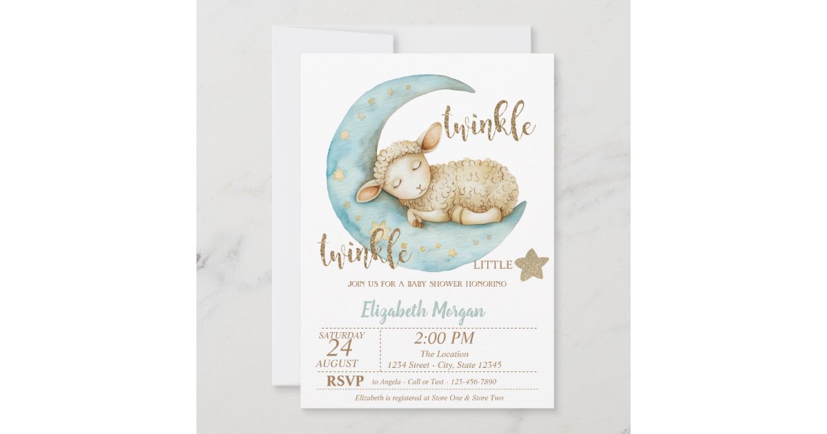 Twinkle Twinkle Little Sheep Baby Shower Invitation | Zazzle