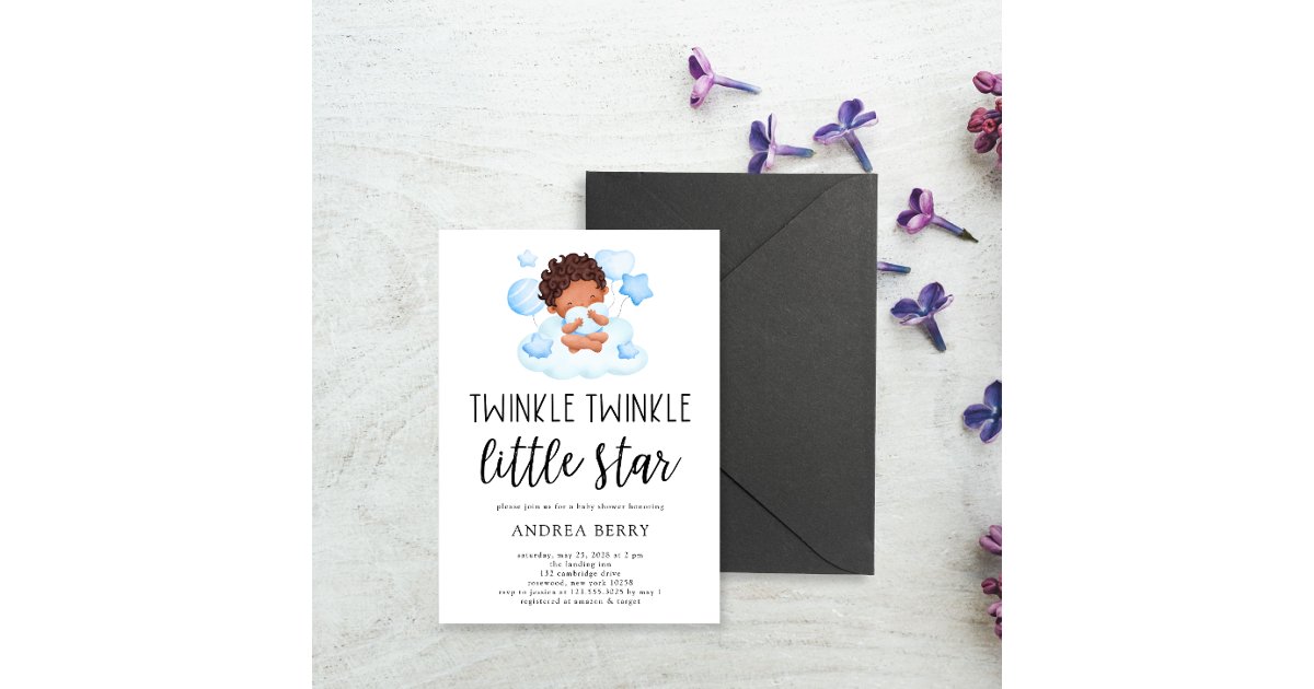 Twinkle Twinkle Little Star Baby Boy Invitation | Zazzle