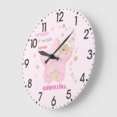 Twinkle Twinkle Little Star Baby Girl Teddy Bear Large Clock | Zazzle