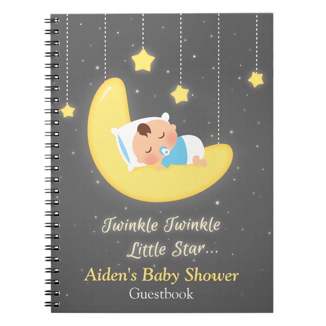 Twinkle Twinkle Little Star Baby Shower Guestbook Notebook | Zazzle
