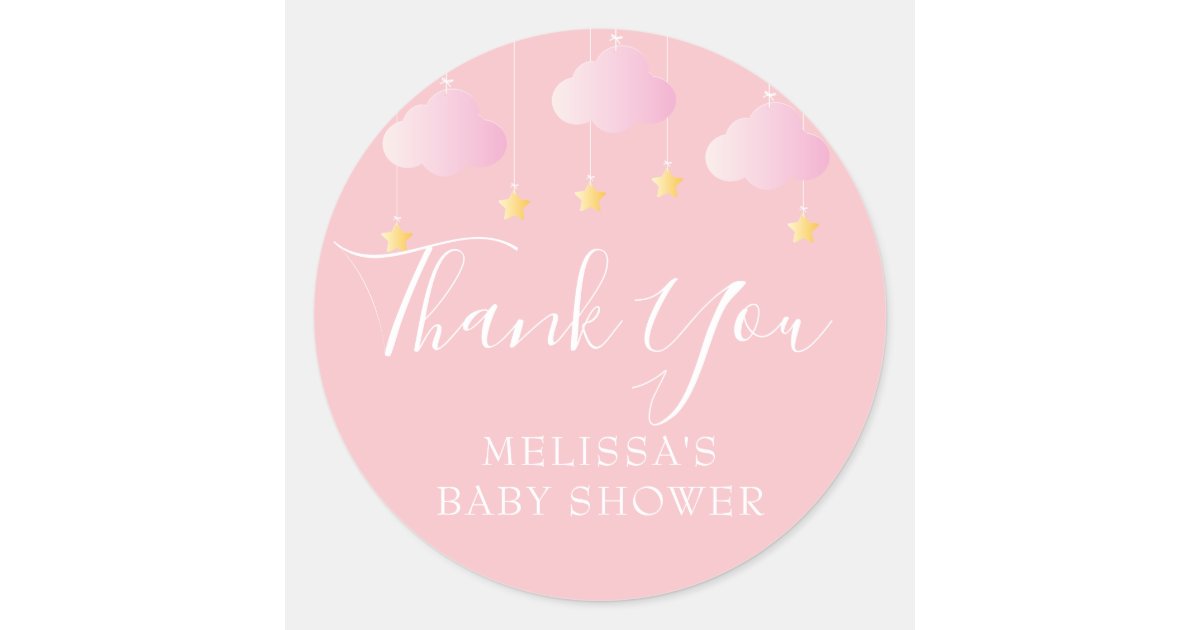 Twinkle twinkle little star baby shower pink classic round sticker | Zazzle