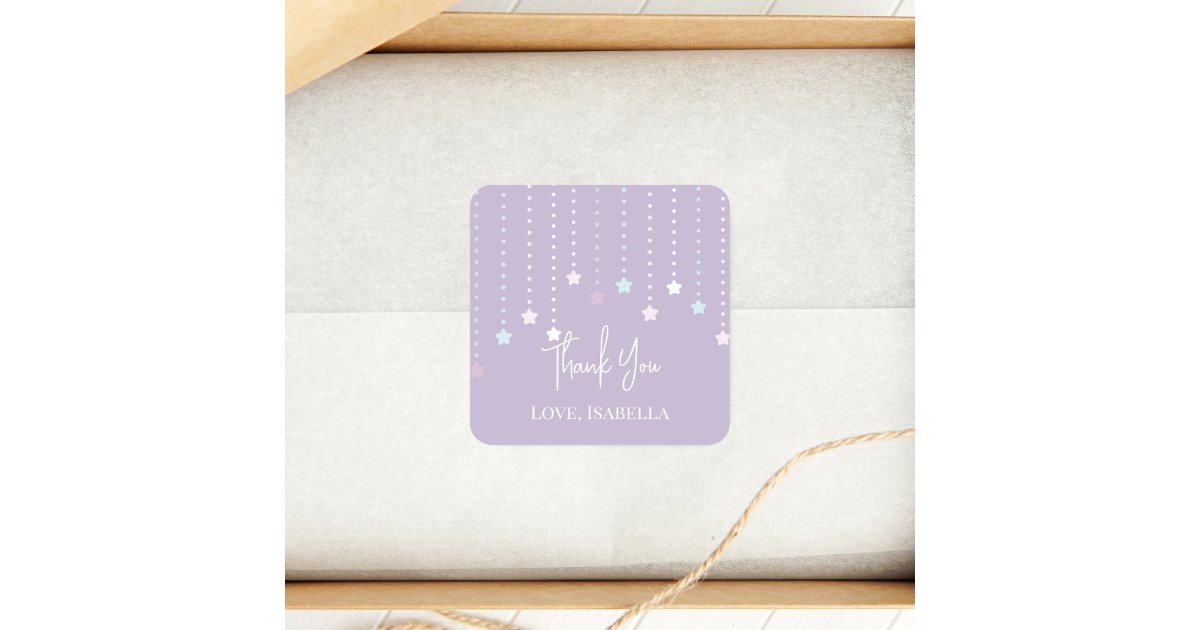 Twinkle Twinkle Little Star Baby Shower Thank You Square Sticker | Zazzle