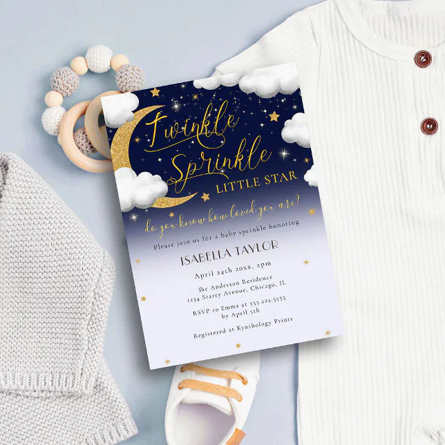 Twinkle Twinkle Little Star Baby Sprinkle Invitation | Zazzle