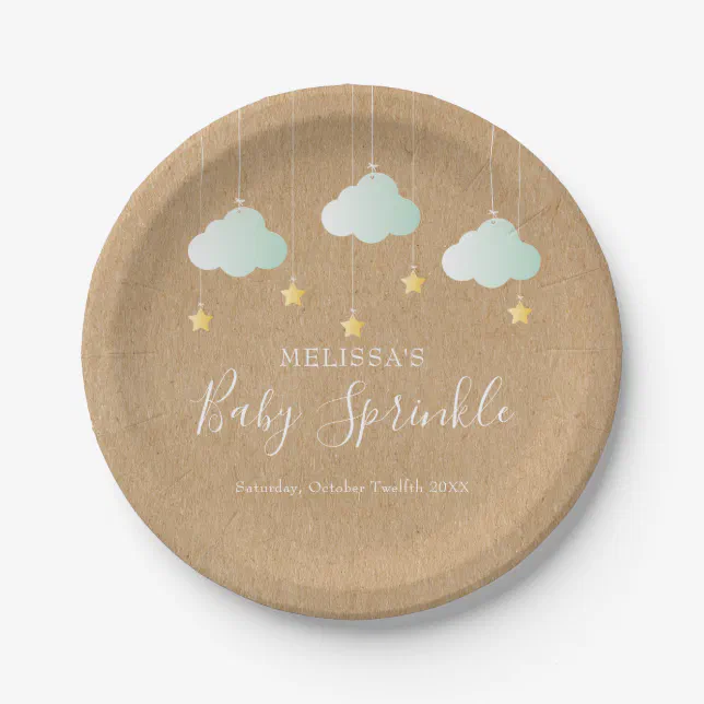 Twinkle Twinkle Little Star Baby Sprinkle Rustic Paper Plates | Zazzle