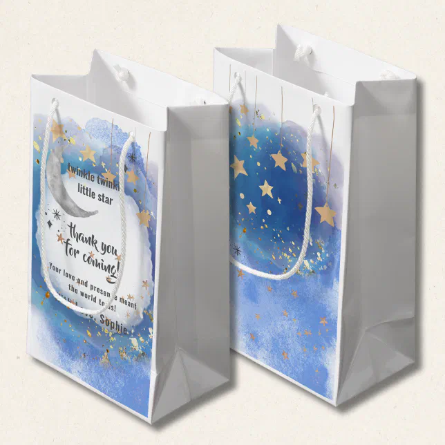 Twinkle Twinkle Little Star, Blue And Gold Small Gift Bag | Zazzle