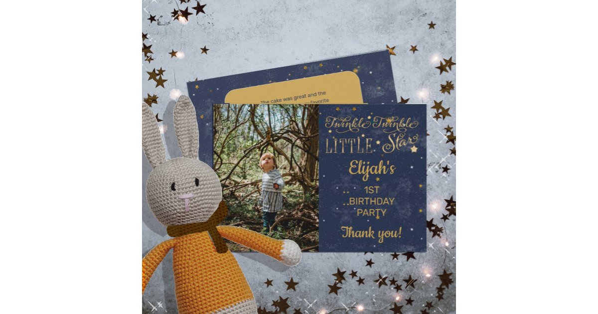 Twinkle Twinkle Little Star Boy 1st Birthday Party Thank You Card | Zazzle