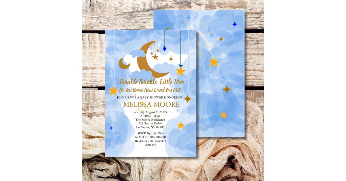 Twinkle Twinkle Little Star Boy Baby Shower Invitation | Zazzle